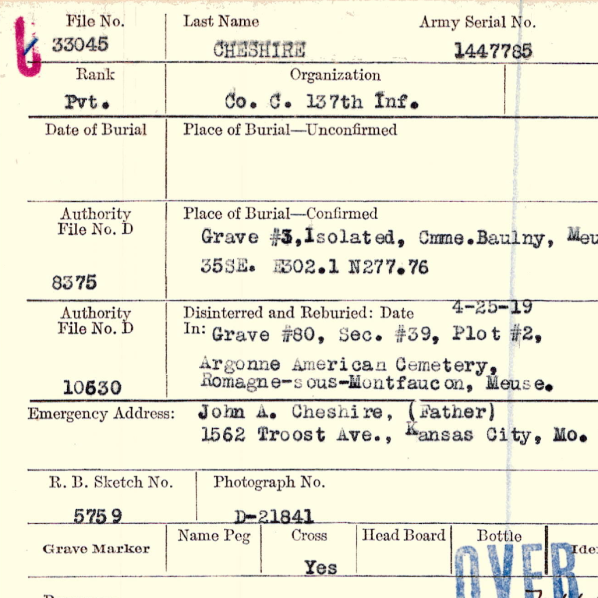 WW1 Burial Cards of American Soldiers | Archives Portal Europe